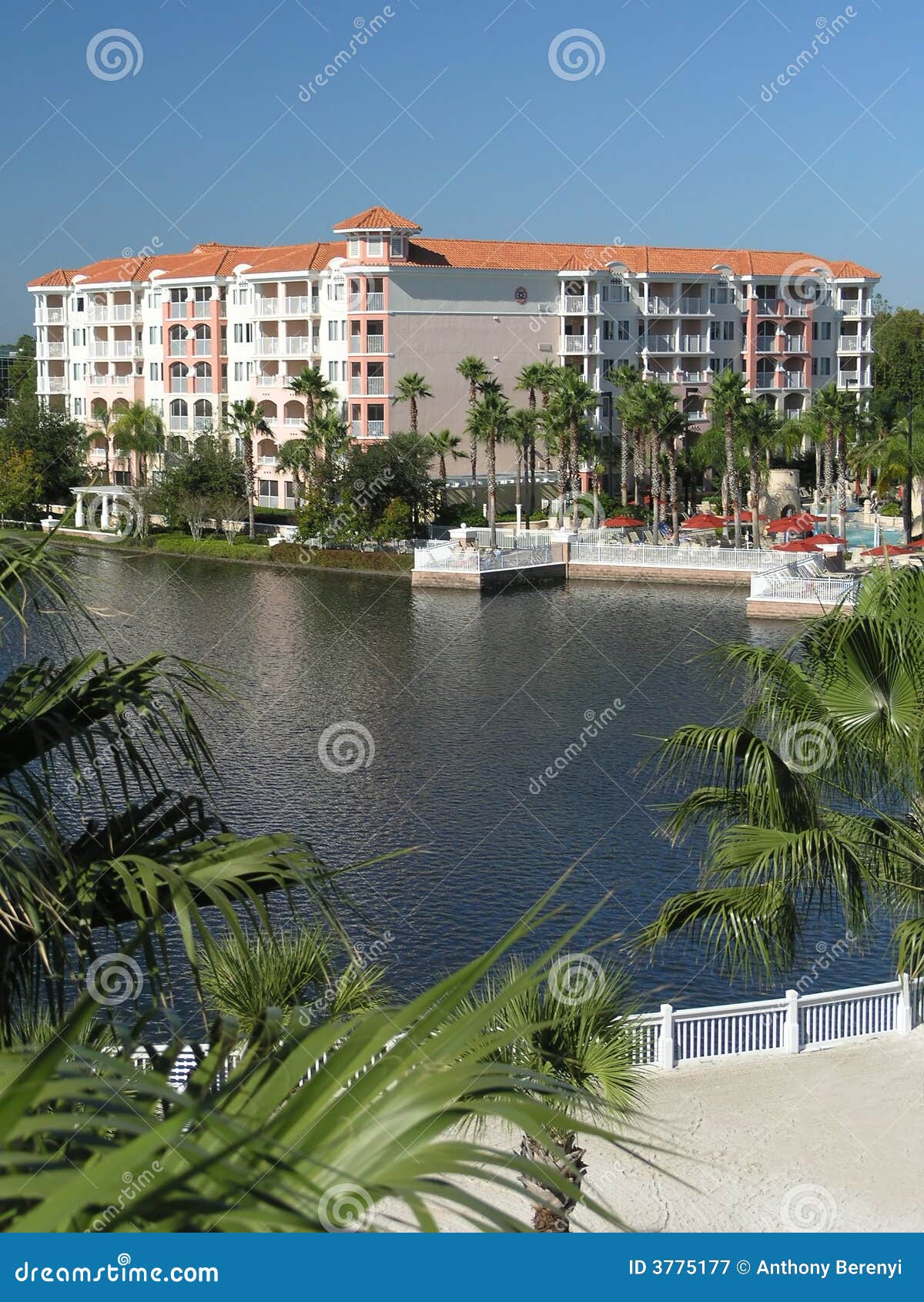 Vacation Resort Buildings Beach & Lake 2 Stock Image - Image of family ...
