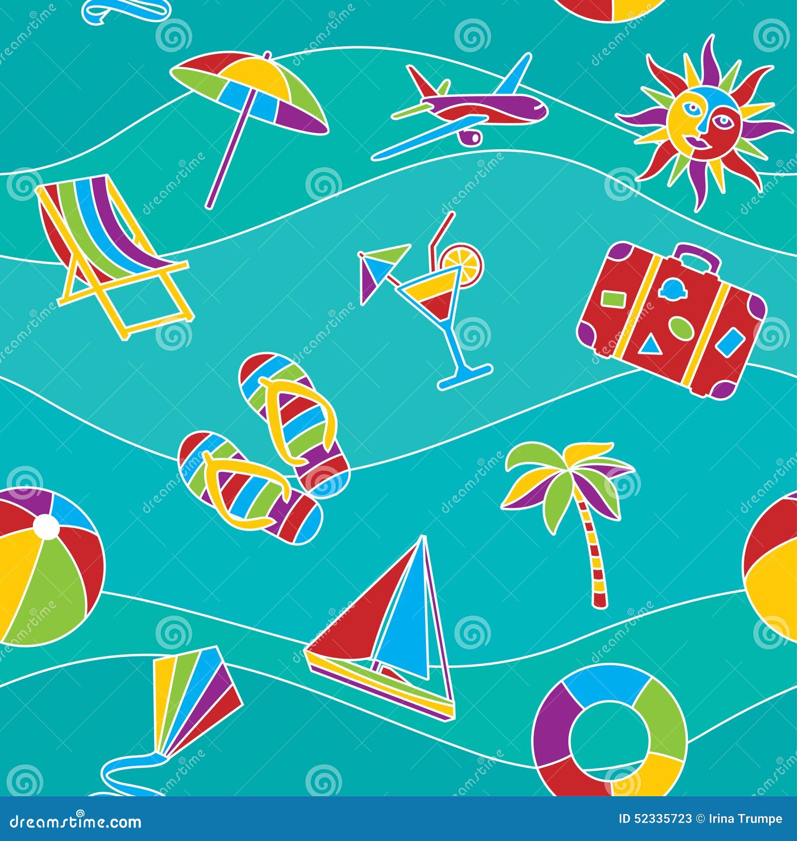 Vacation seamless pattern stock vector. Illustration of palm - 52335723