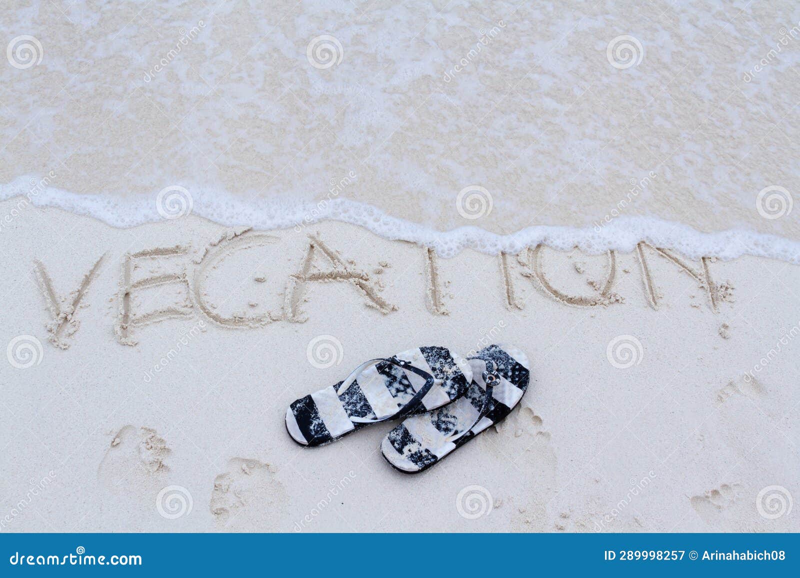 Vacation sign stock image. Image of beach, flipflops - 289998257