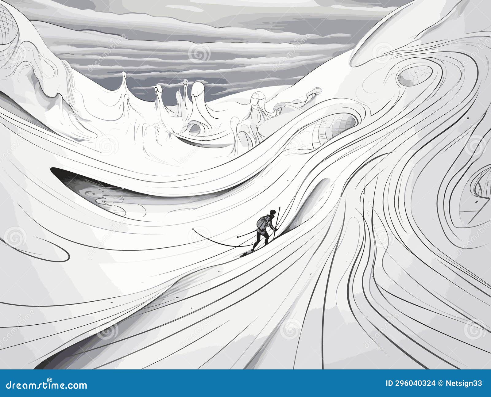 Vacation at the Snow in Hand-drawn Style Stock Vector - Illustration of ...