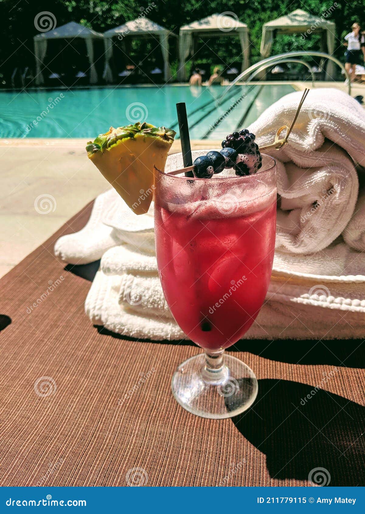 Vacation Summer Cocktail at the Spa Pool Stock Image - Image of wine ...