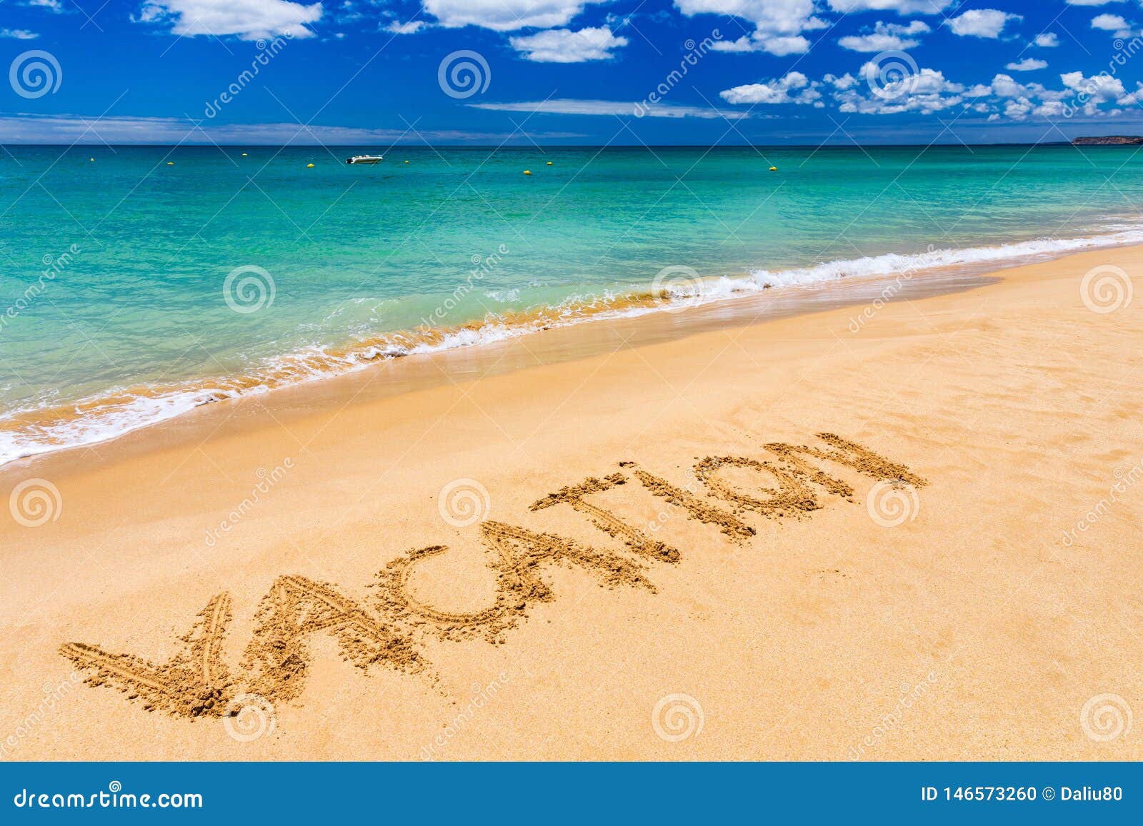 Vacation Text on a Beach. Vacation Written in a Sandy Tropical Beach ...