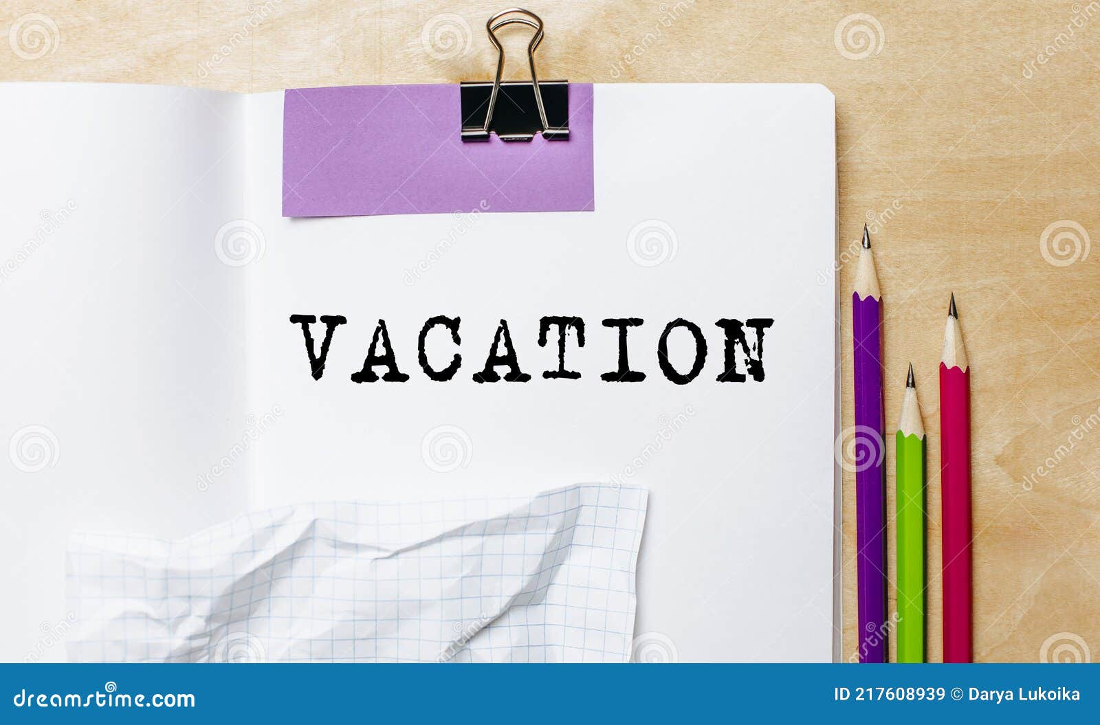 VACATION Text Written on a Paper with Pencils on the Desk in the Office ...