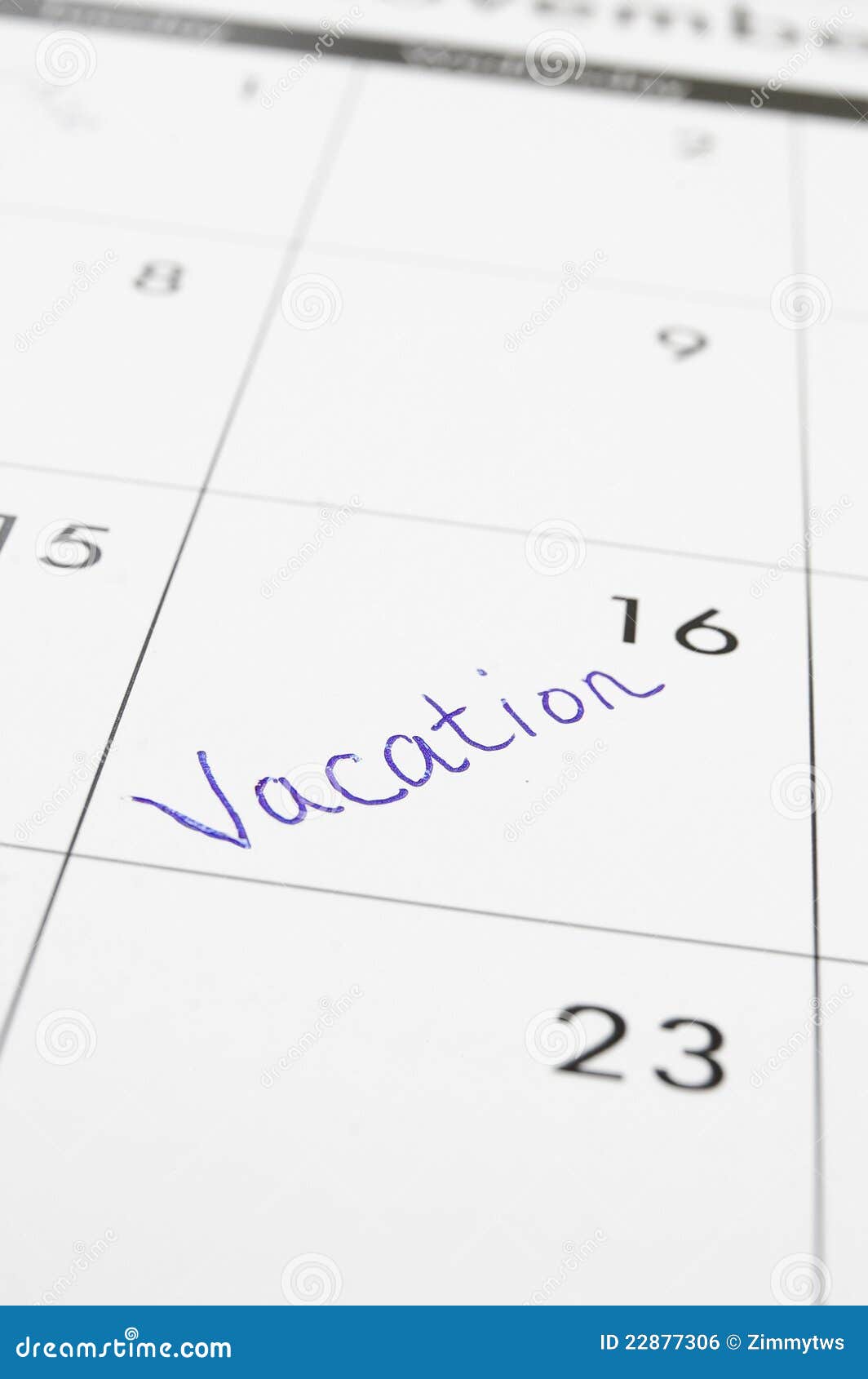 Vacation time stock photo. Image of calendar, getaway - 22877306