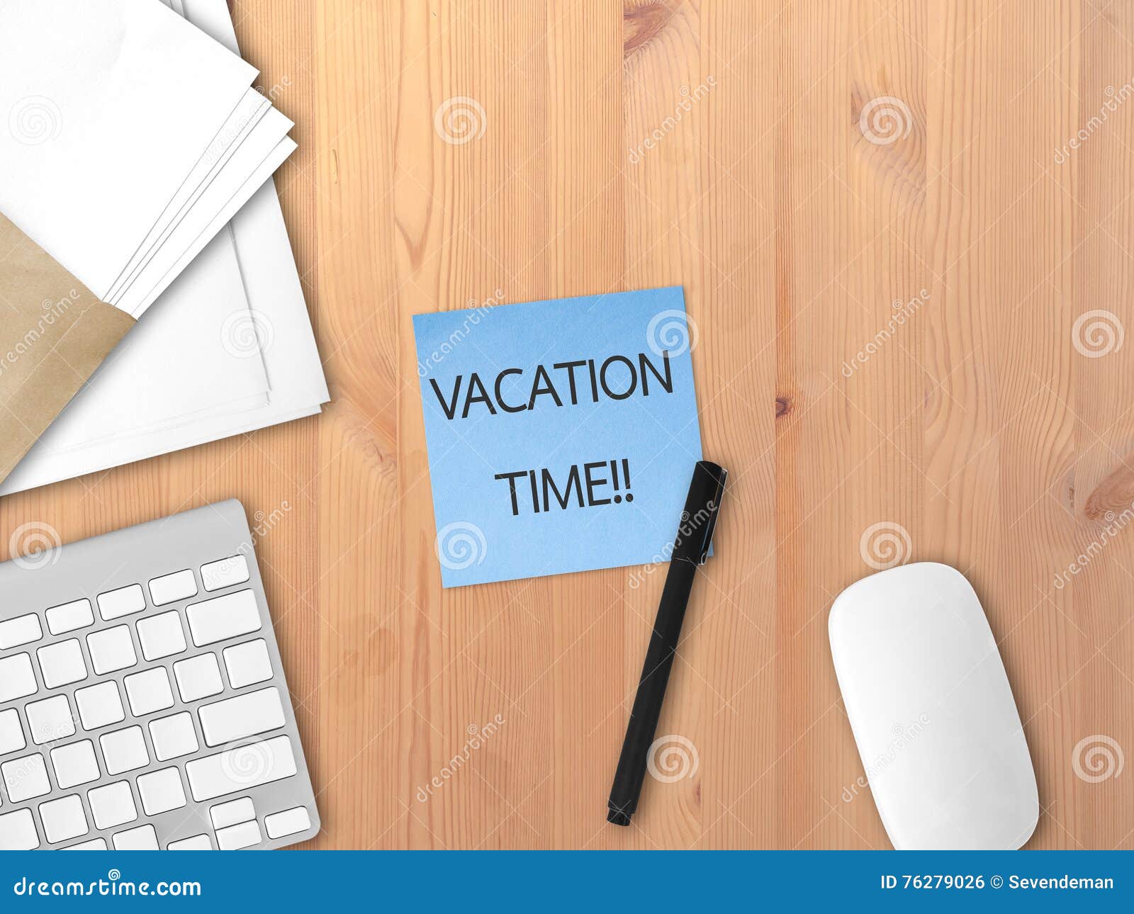 Vacation time note. stock photo. Image of business, summer - 76279026