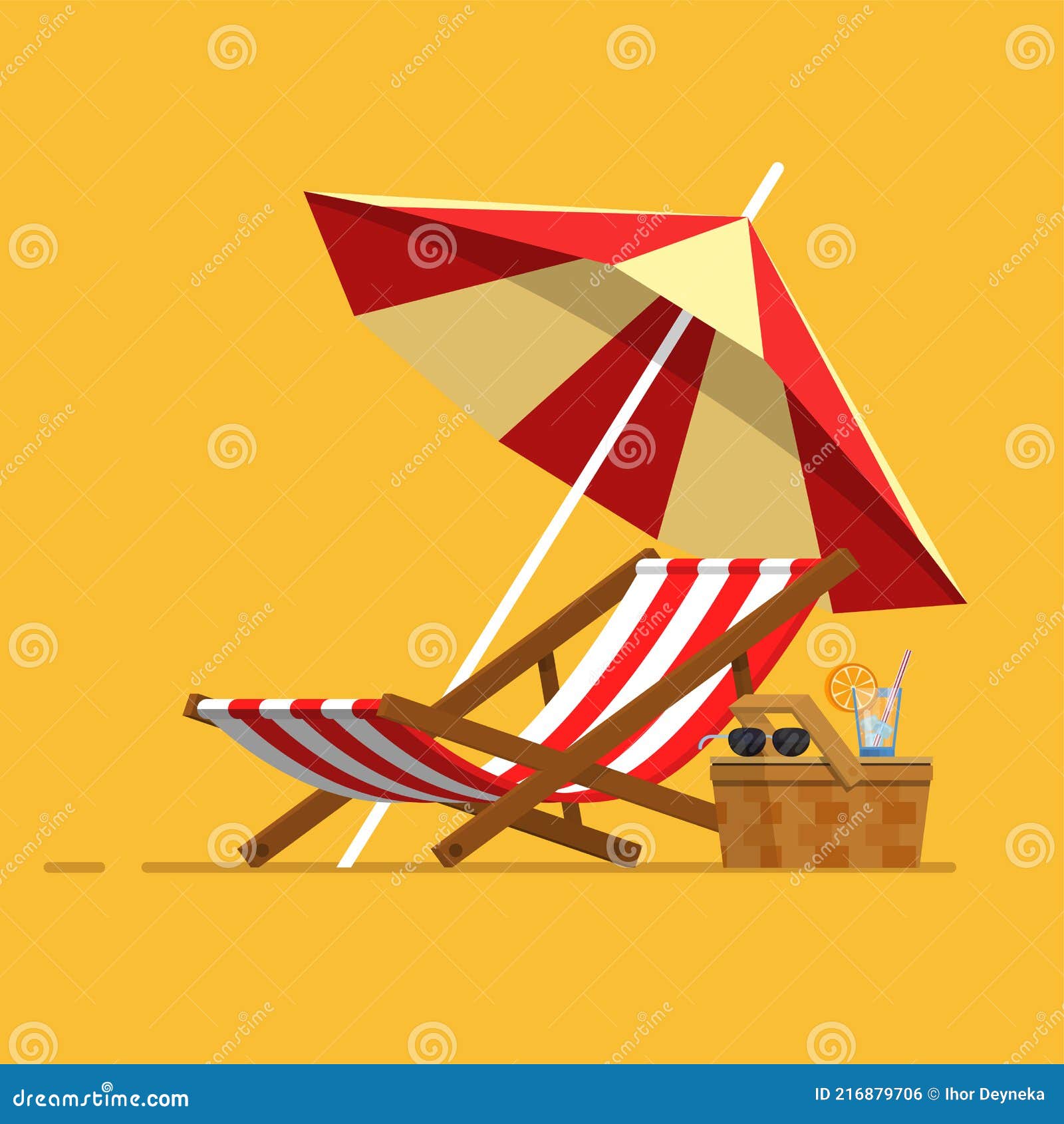 Vacation Travel Vacation Beach Umbrella Beach Chair Stock Vector