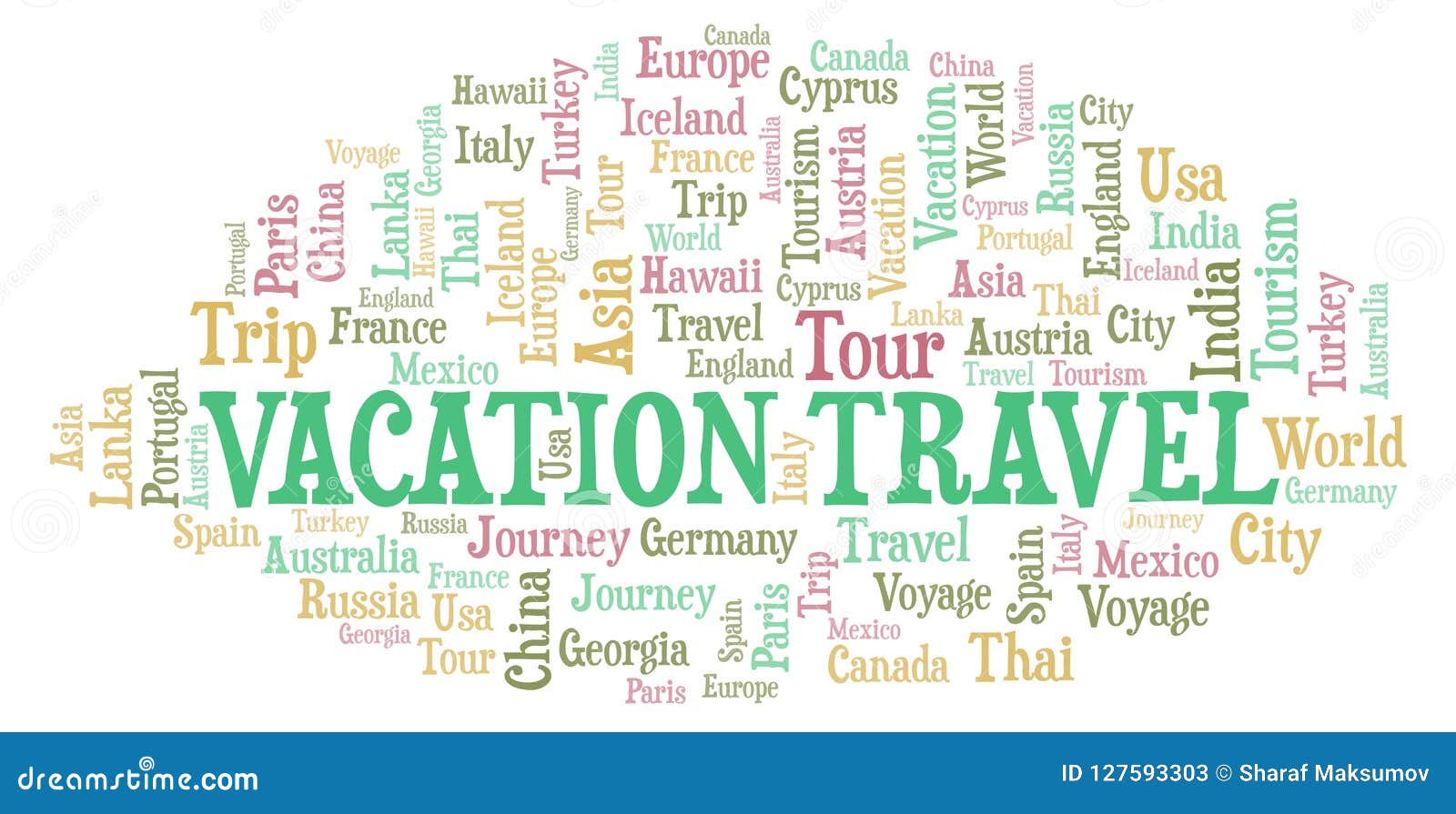 Vacation Travel Word Cloud. Stock Illustration - Illustration of ...