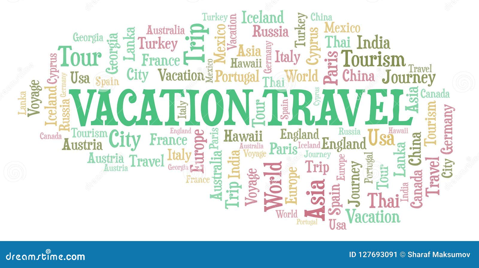 Vacation Travel Word Cloud. Stock Illustration - Illustration of ...