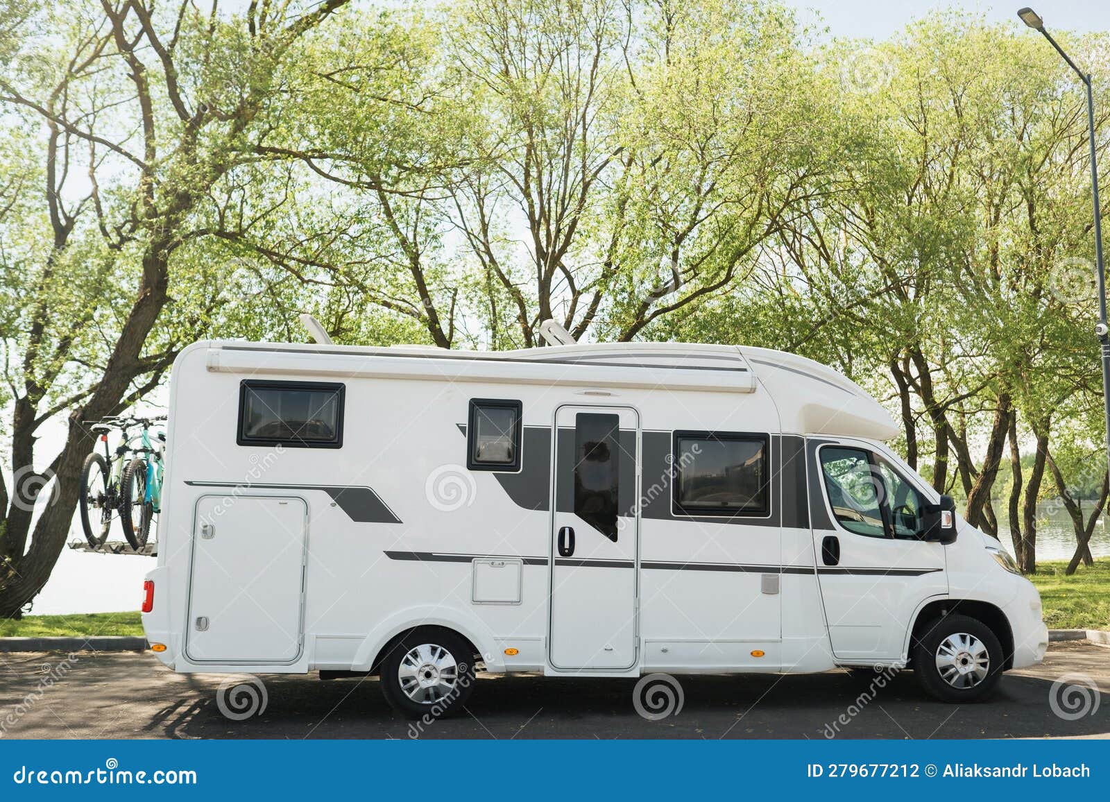 A Vacation Trip in a Motorhome, a Rest in a Van Stock Photo - Image of ...