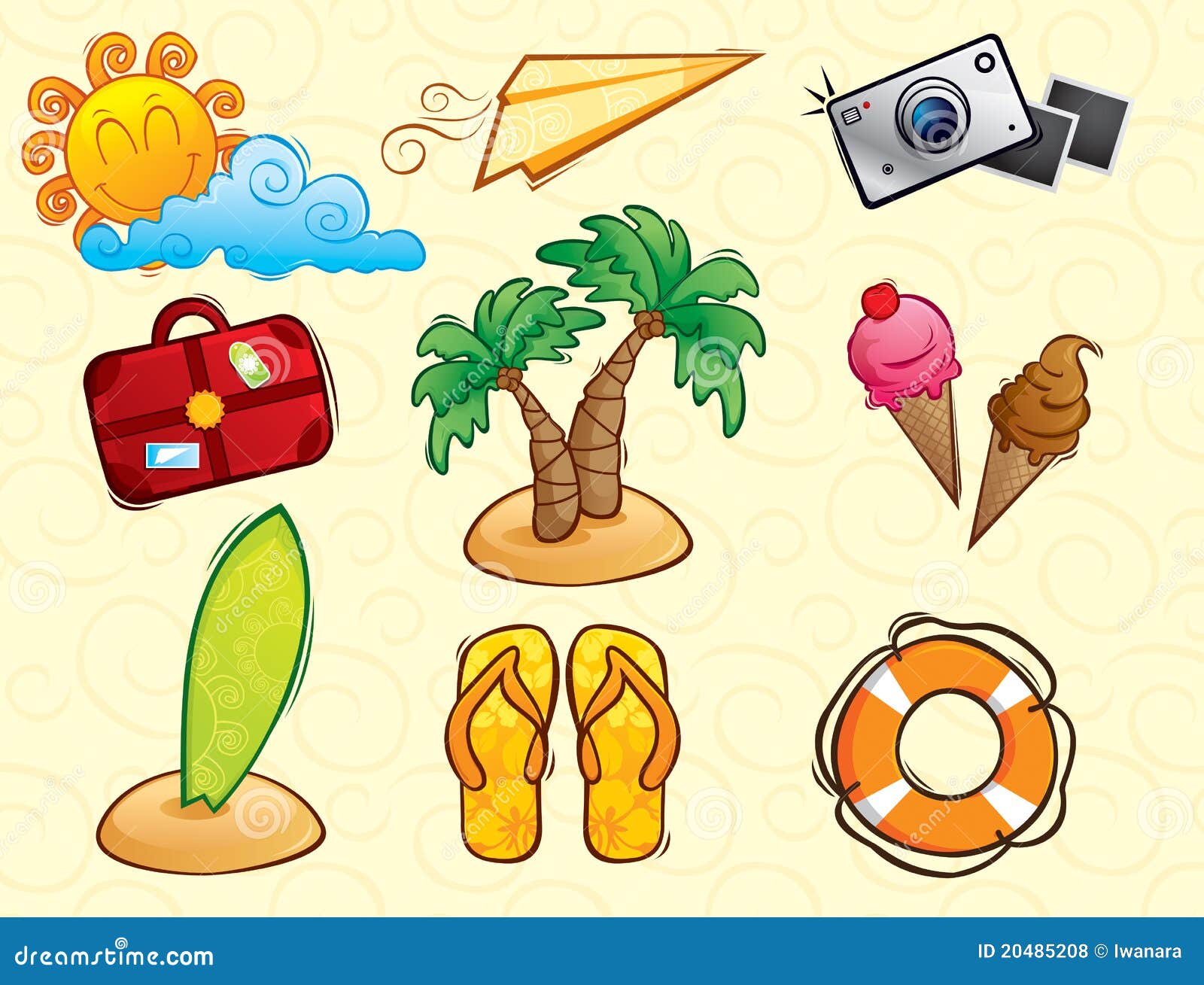 Vacation Vector Pack (summer) Stock Vector - Illustration of camera ...