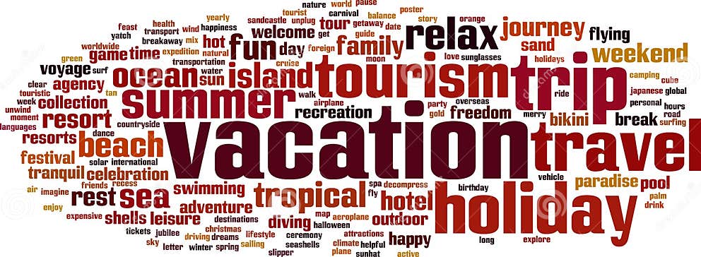 Vacation word cloud stock vector. Illustration of island - 188631852