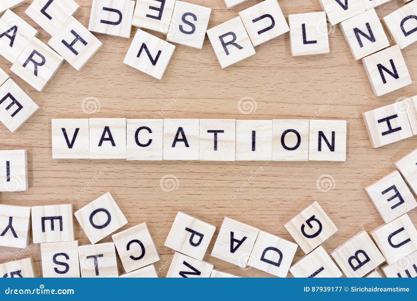 Vacation Words with Wooden Blocks Stock Image - Image of leisure, cube ...