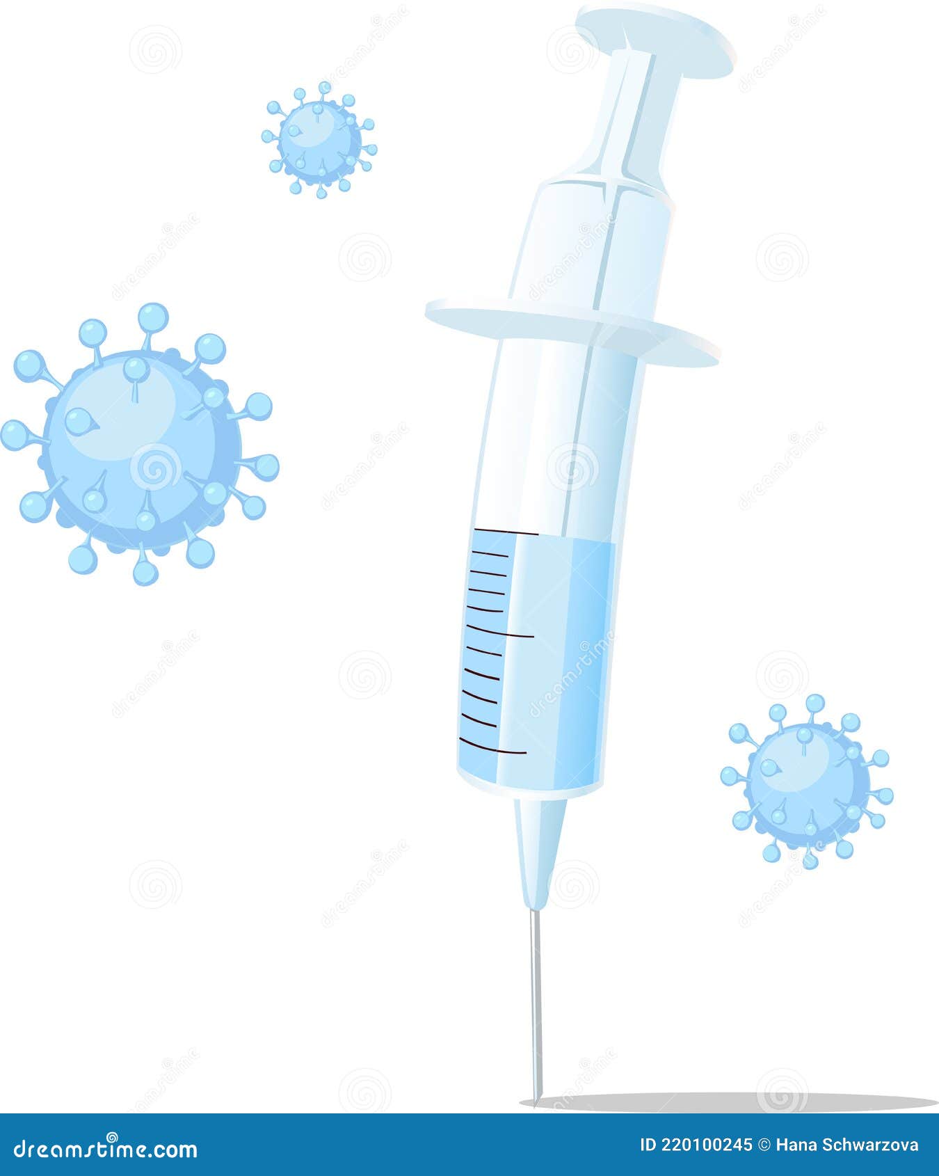 Vacccine and Virus - Blue Vector Illustration Isolated on White Stock ...