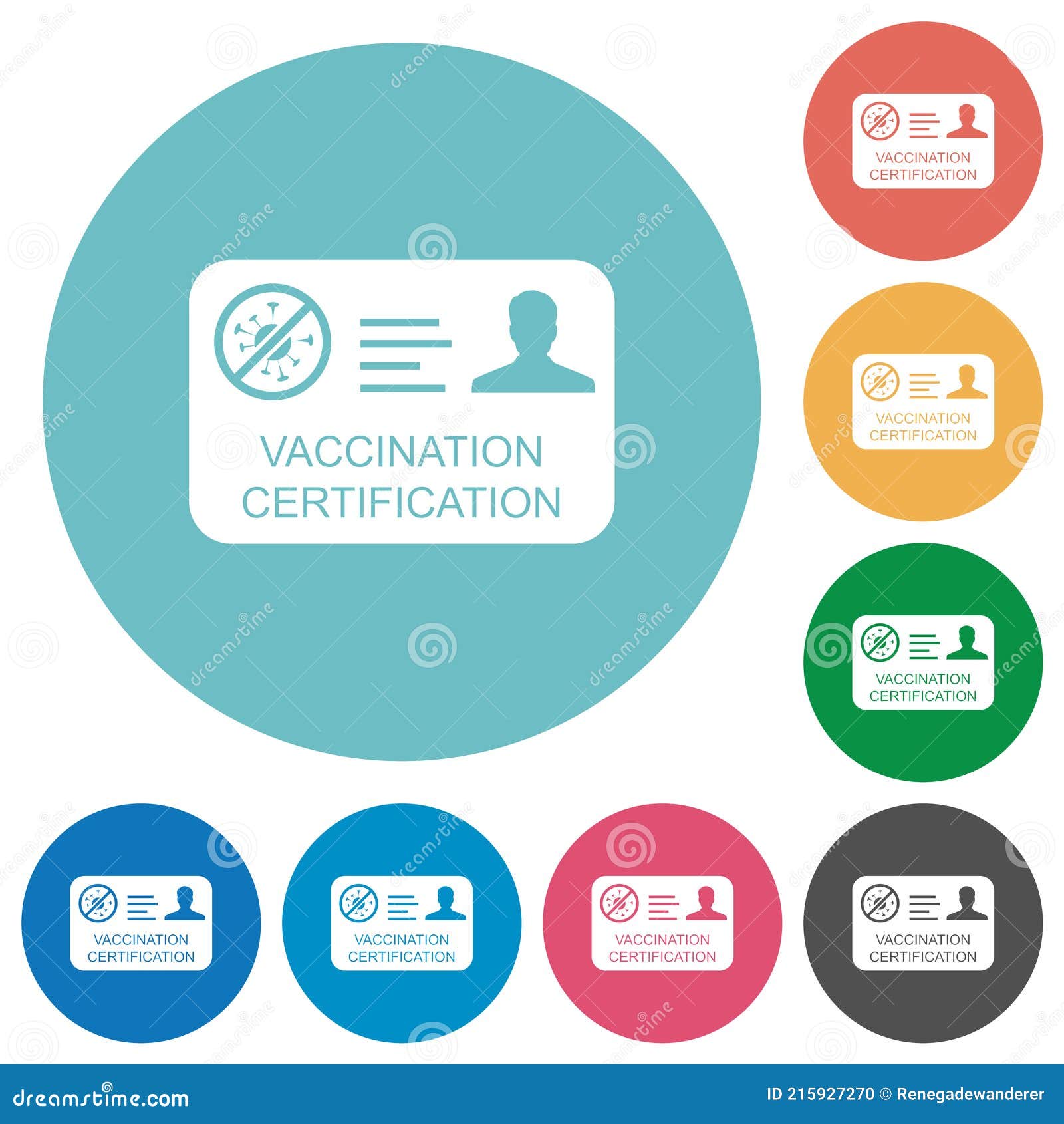 Vaccination Certification Flat Round Icons Stock Vector - Illustration ...