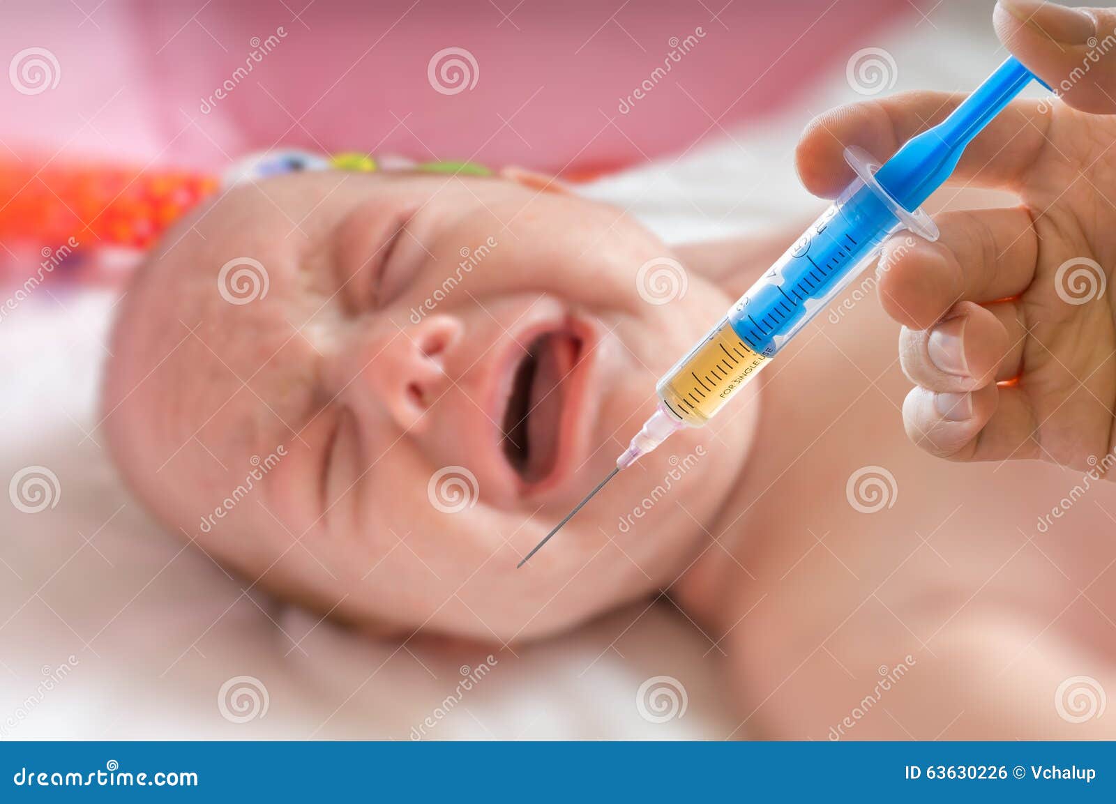 Vaccination Concept - Syringe and Crying Baby Stock Photo - Image of ...