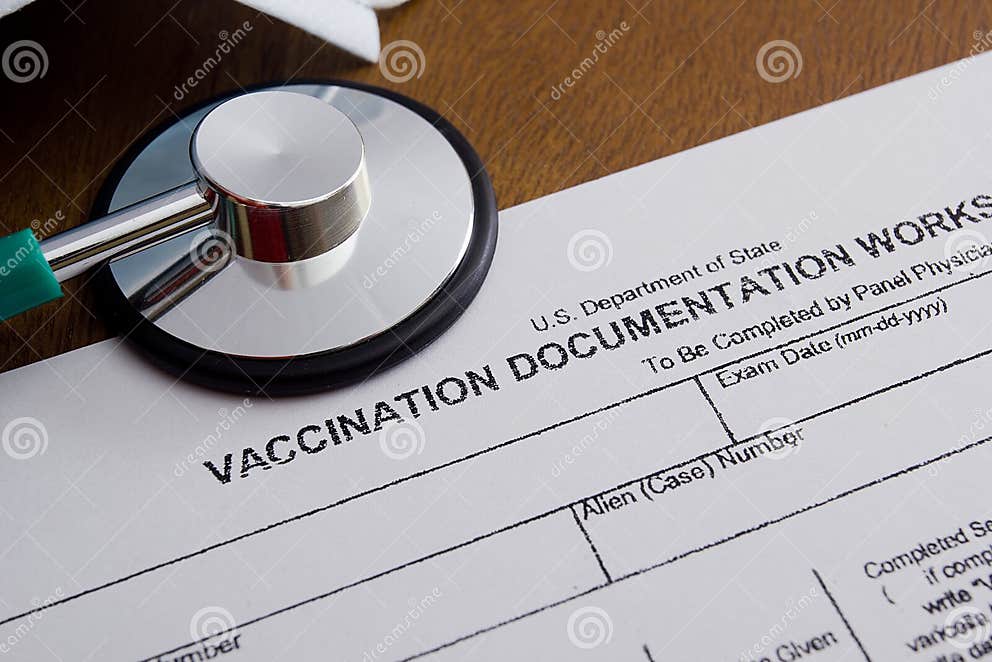 Vaccination Documentation Worksheet Stock Photo - Image of medicine ...