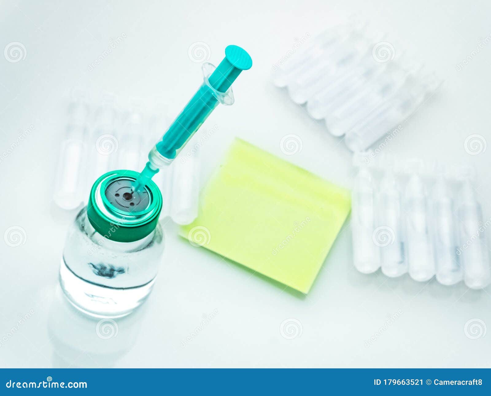 Vaccination and Immunization Concept. Close Up Shot on the Vial with ...