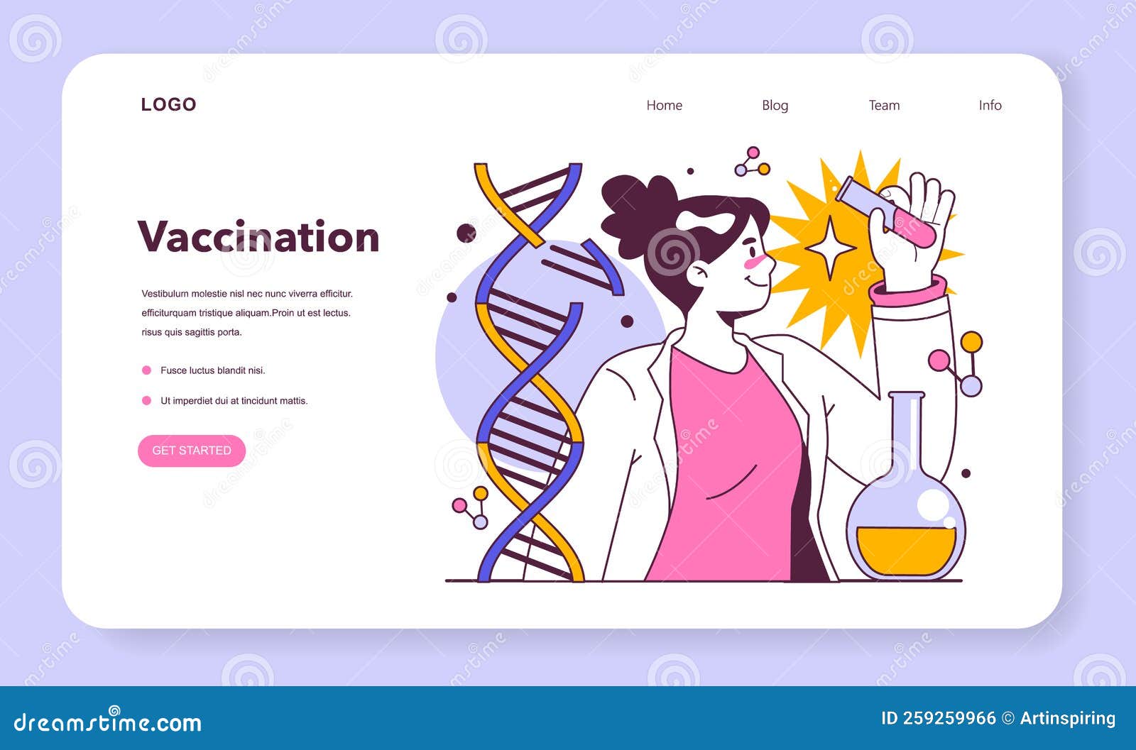 Vaccine Development Scientist Work With Dna Molecule Structure Stock Vector Illustration Of