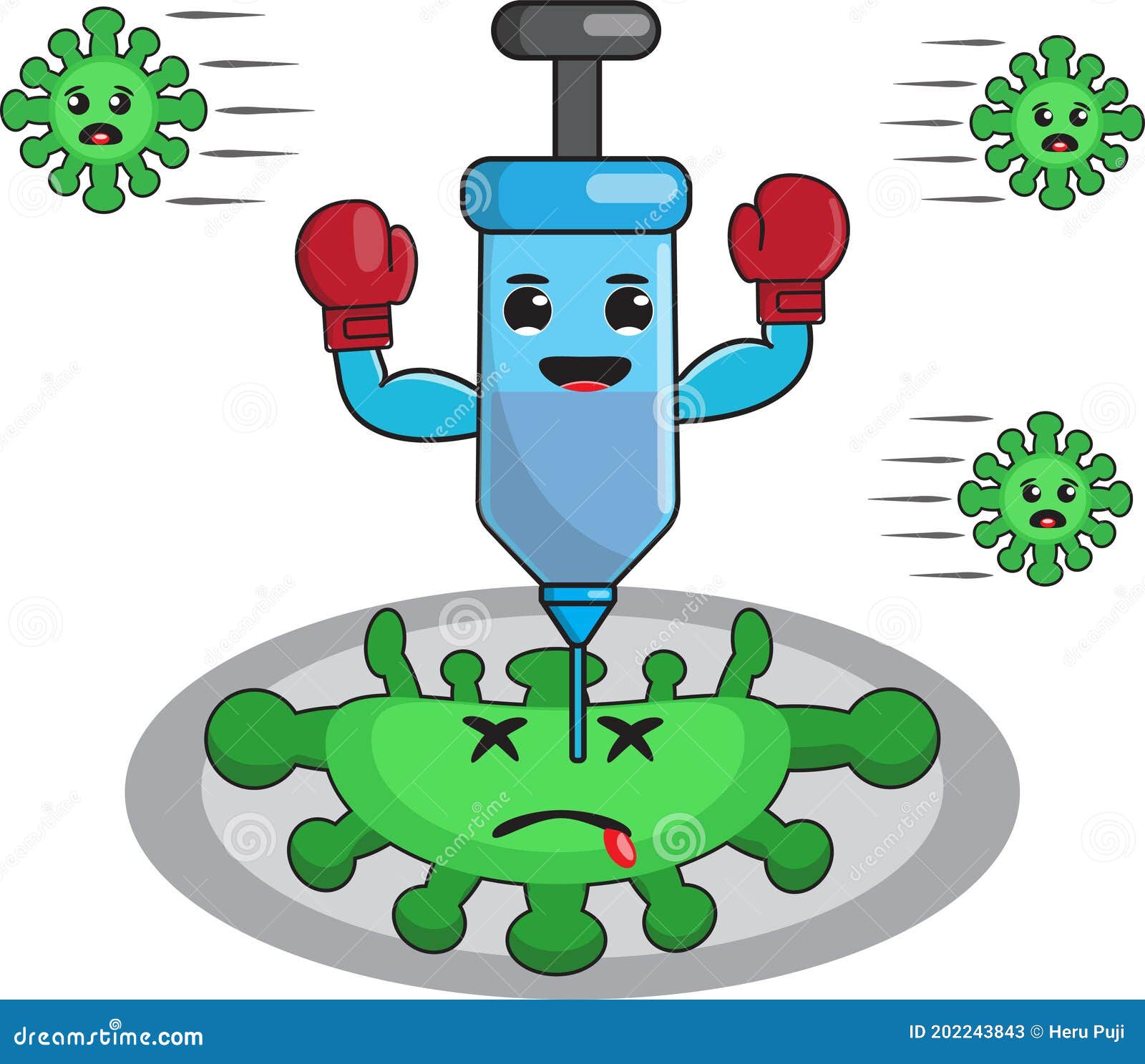Beat The Virus By Injecting Vaccines Cartoon Vector | CartoonDealer.com ...
