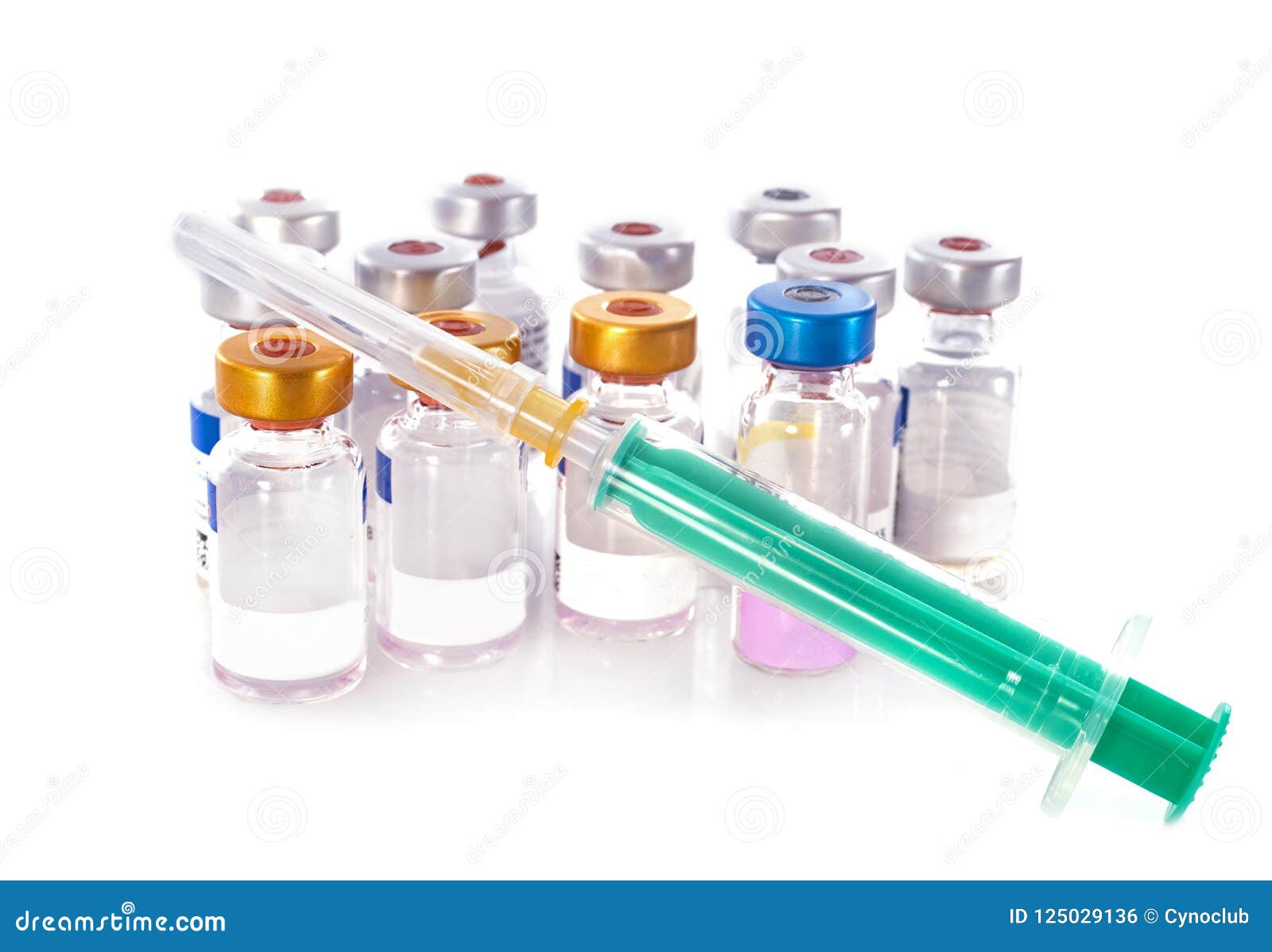Vaccine and syringe stock photo. Image of background - 125029136