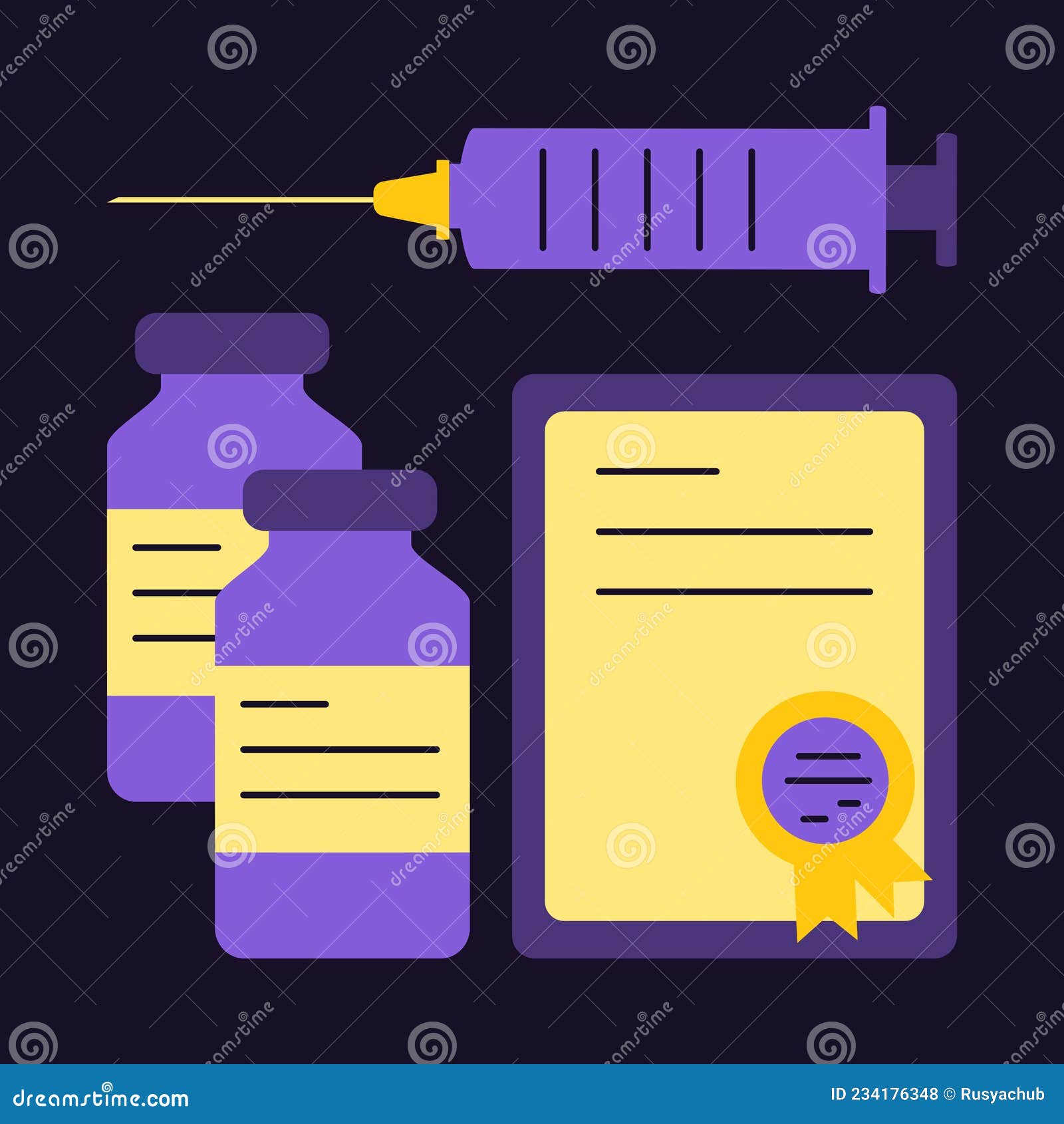 Vaccine Syringe Vial Certificate Poster Vector Illustration ...