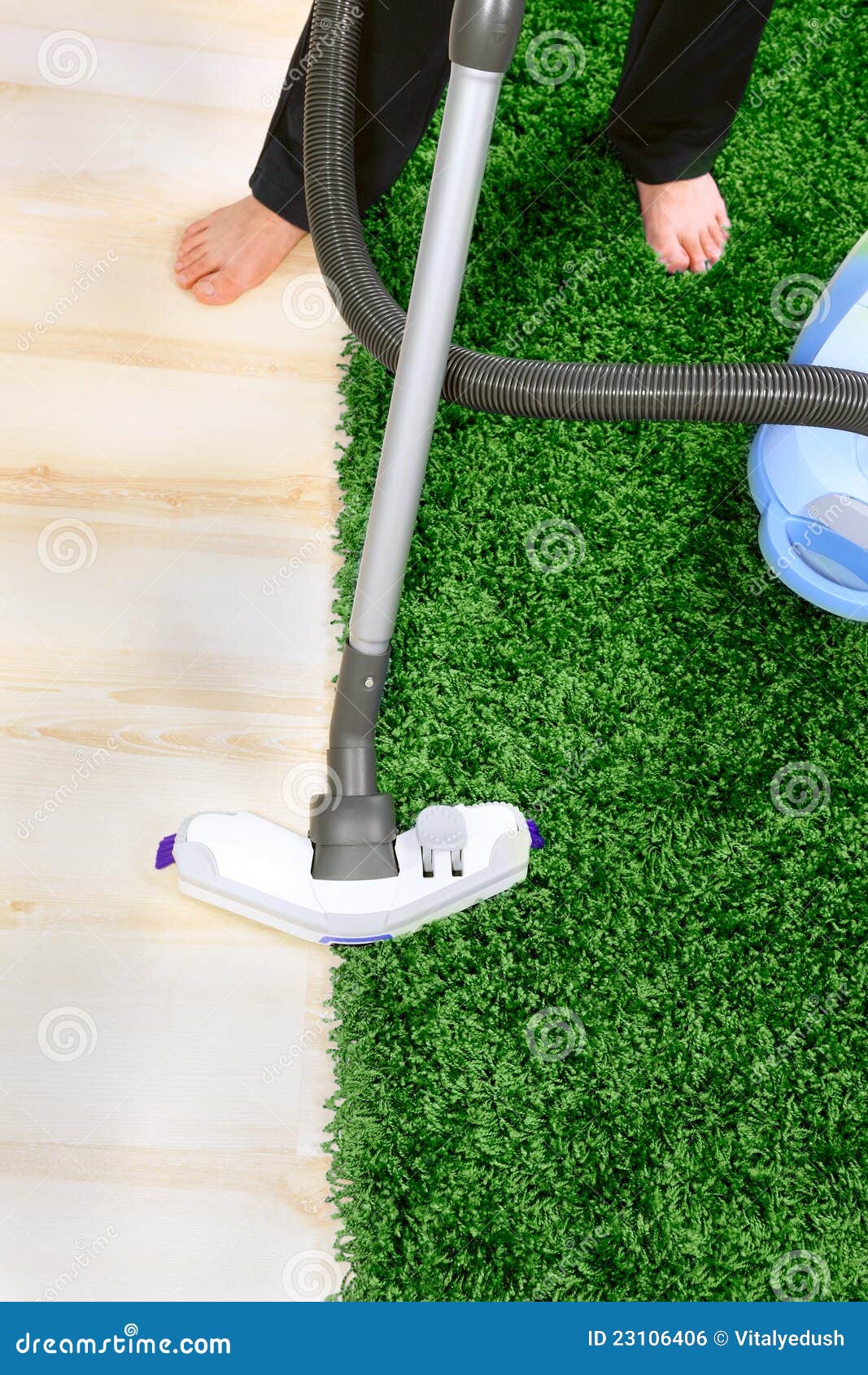 Vacuum Cleaner in Action - a Men Cleaner a Carpet Stock Photo - Image ...