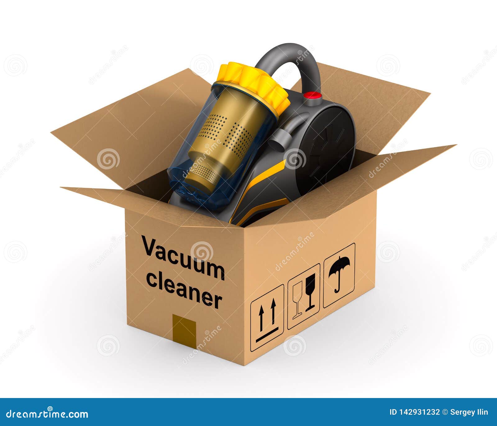 Vacuum Cleaner in Box on White Background. Isolated 3d Illustration ...