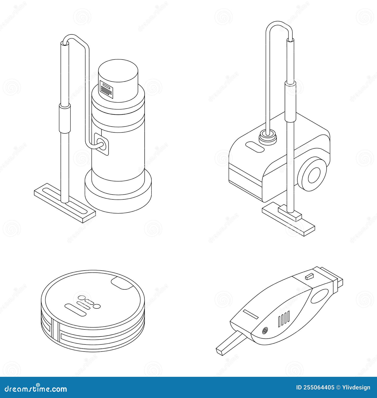 Vacuum Cleaner Icons Set Vector Outline Stock Vector - Illustration of ...