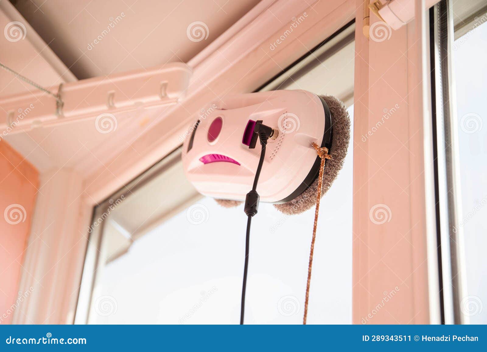 Vacuum Glass Washer Robot Washes Pvc Frame, Modern Device. Copy Space ...