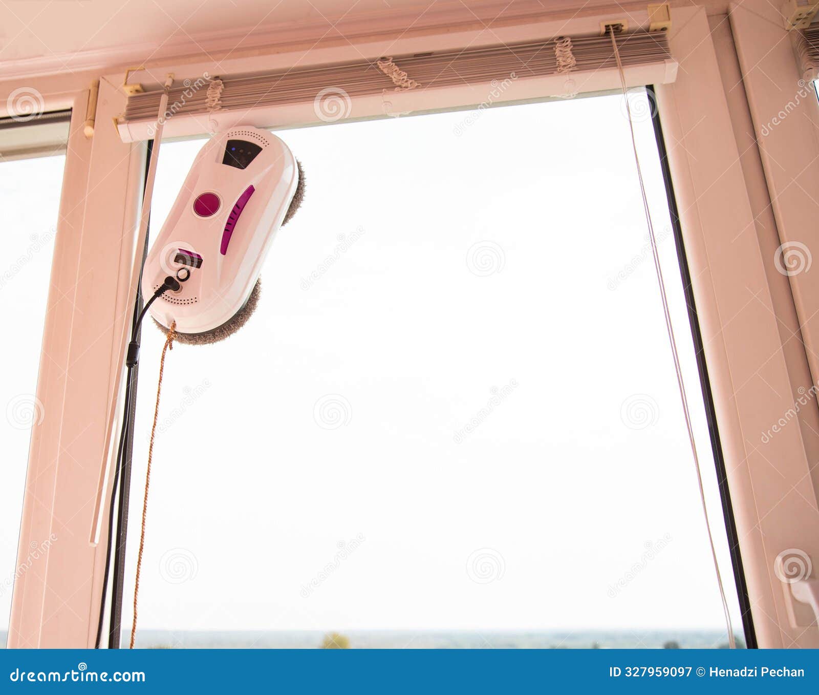 Vacuum Glass Washer Robot Washes Pvc Frame, Modern Device. Copy Space ...