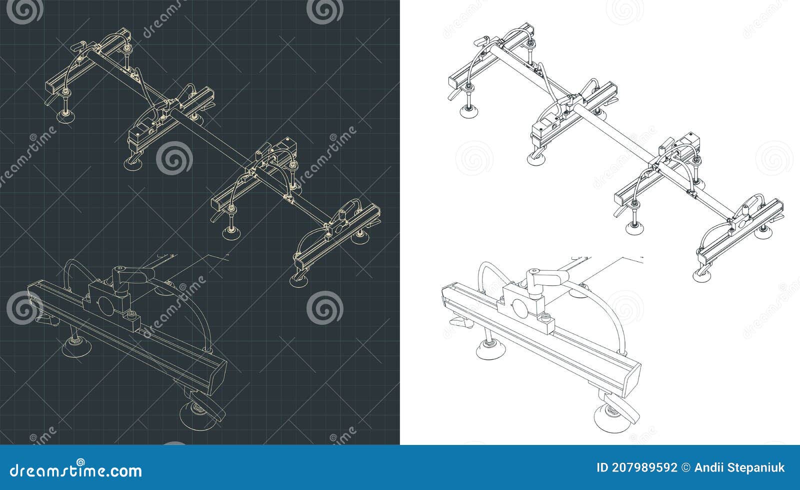 Vacuum gripper drawings stock vector. Illustration of grippers - 207989592