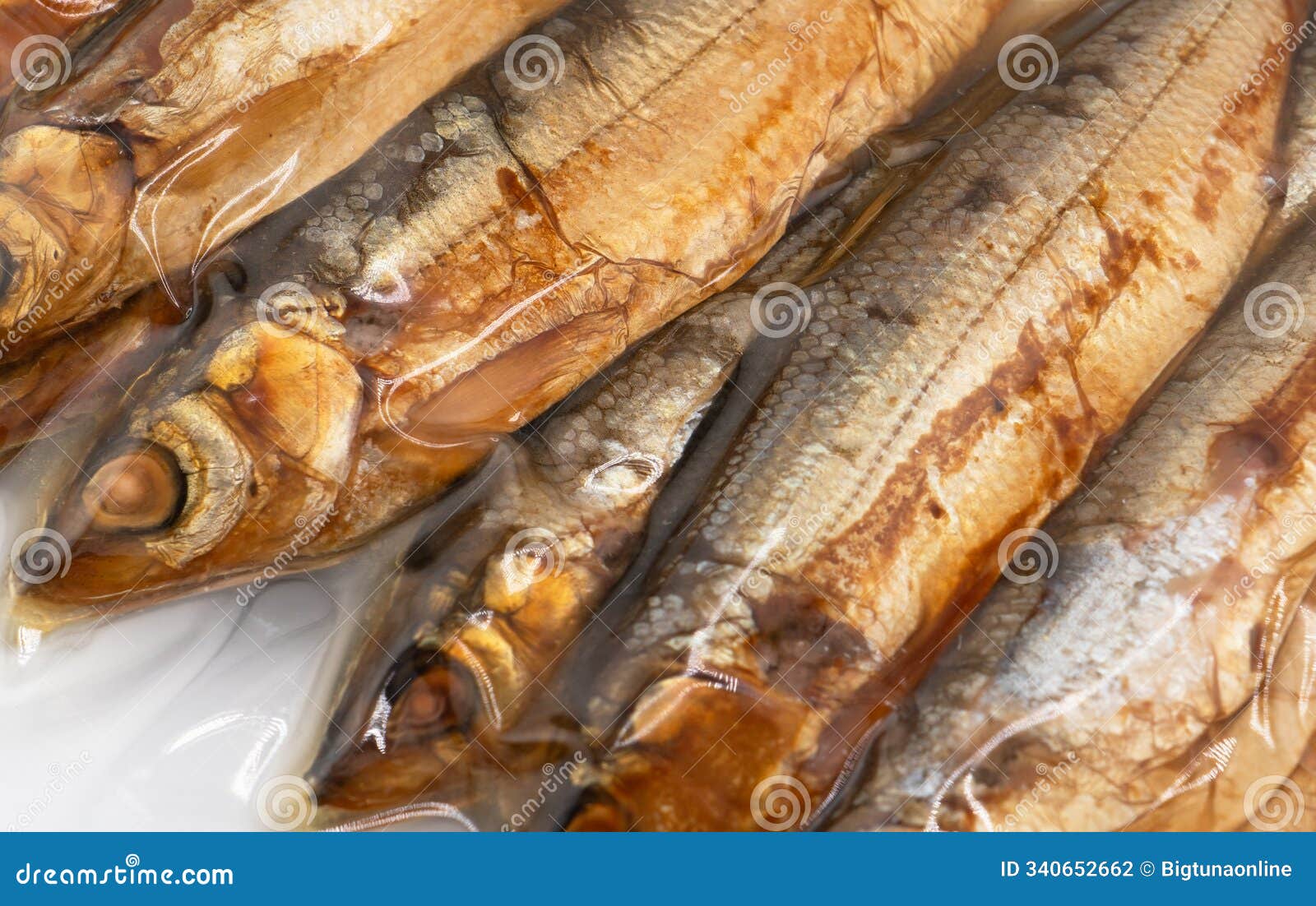 Vacuum Packaged Smoked Fish Texture Background Stock Photo - Image of ...