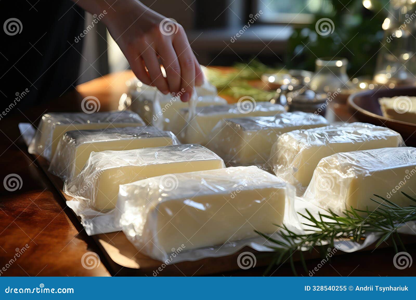 Vacuum Packaging of Fresh Feta Cheese. Stock Illustration ...