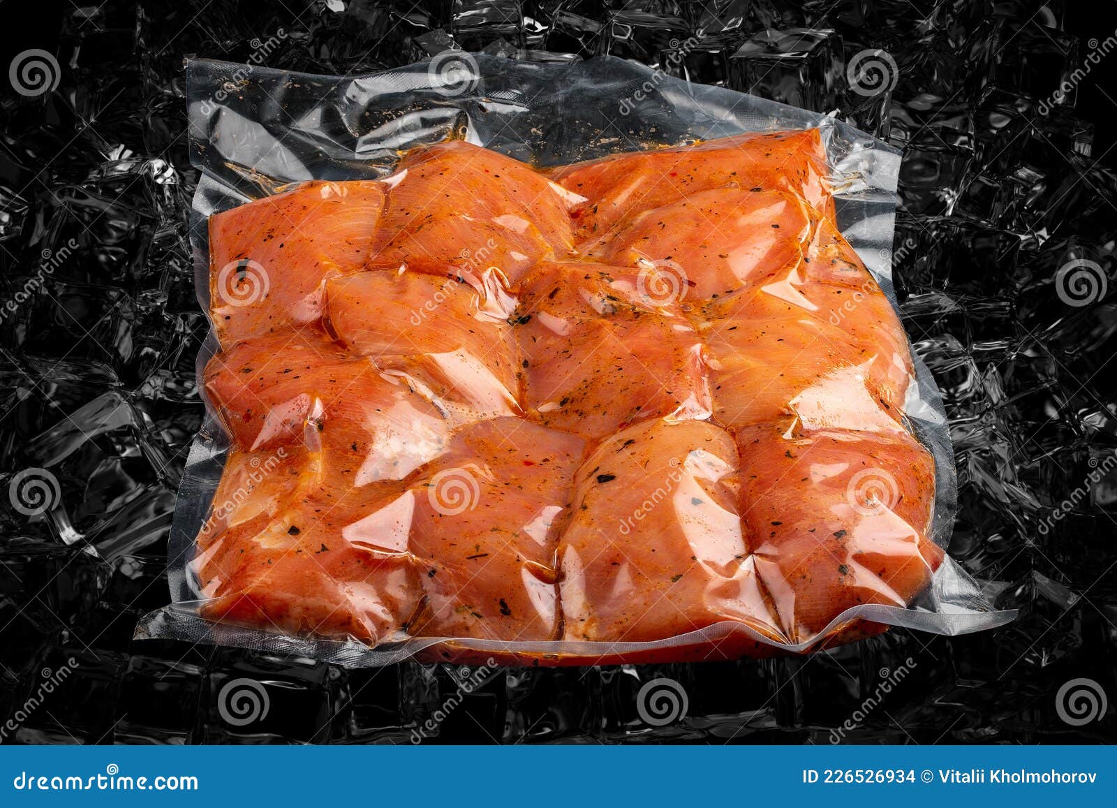 Vacuum-packed Meat, on Dark Ice Background, Chicken Fillet ...