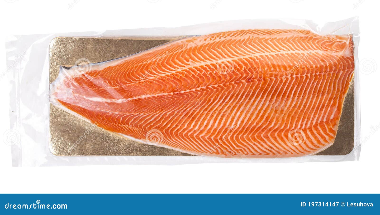 Vacuum Packed Salmon Half Fillet Isolated Stock Image - Image of orange ...