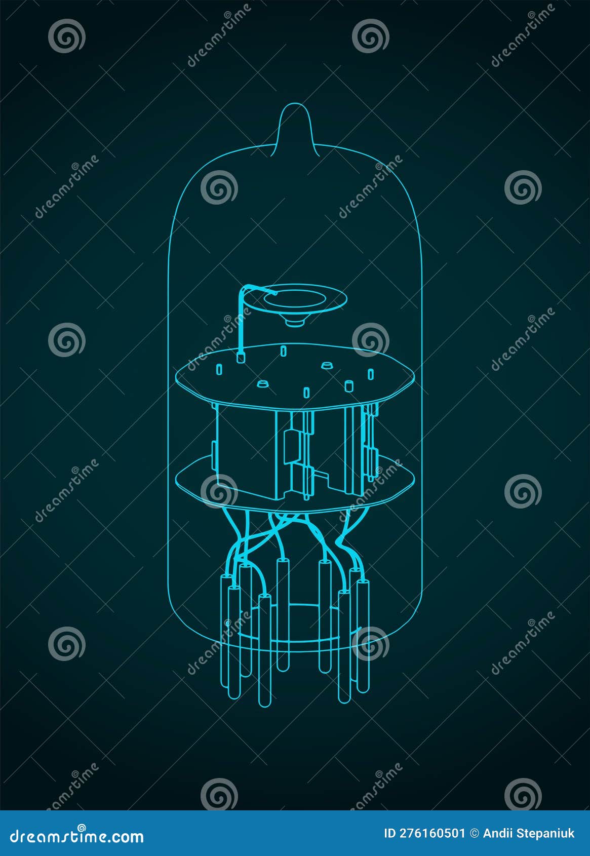Vacuum tube blueprint stock vector. Illustration of component - 276160501