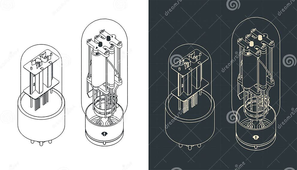 Vacuum Tubes Isometric Blueprints Stock Vector - Illustration of ...