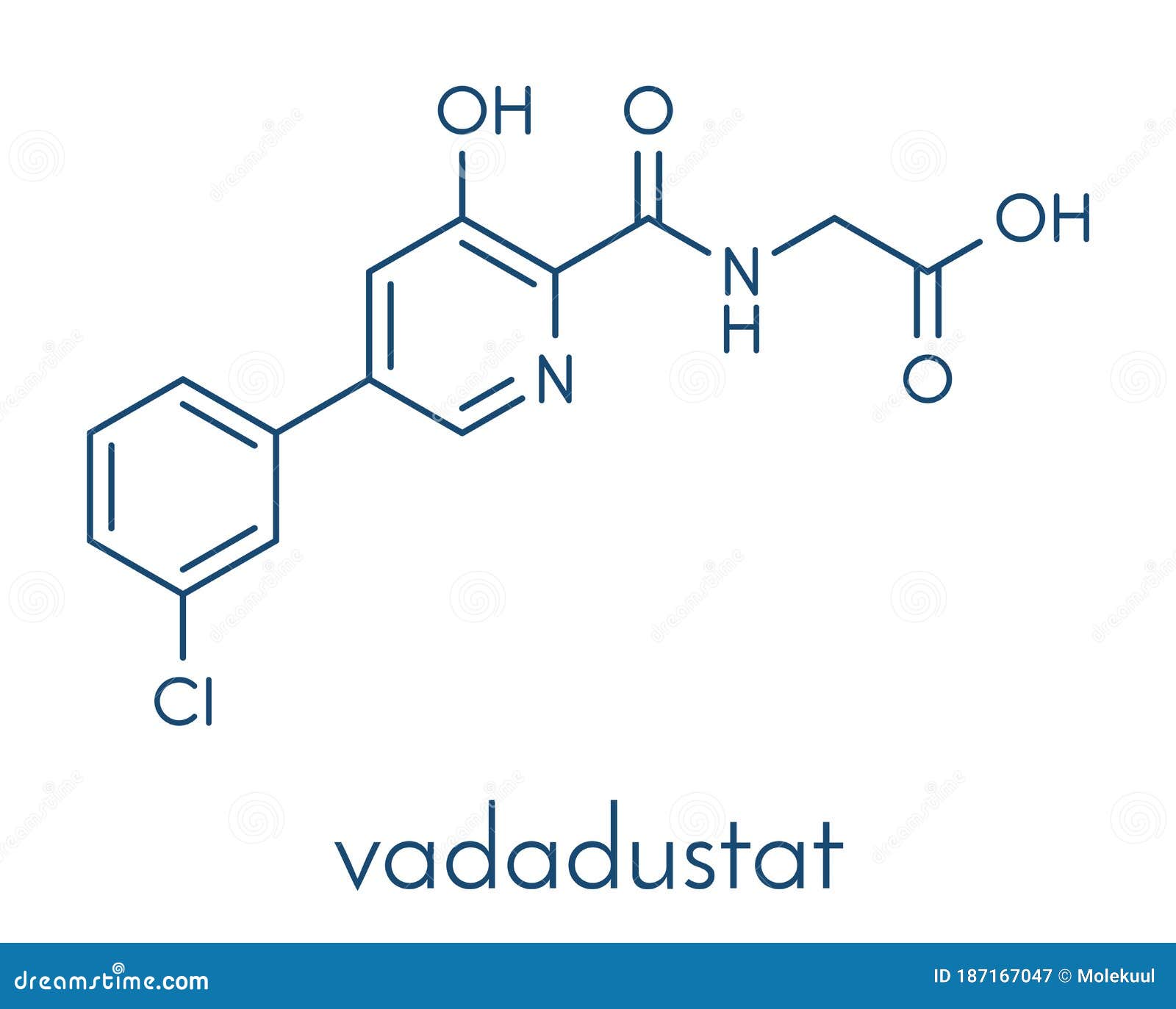 Vadadustat Drug Molecule. Skeletal Formula. Stock Vector - Illustration ...