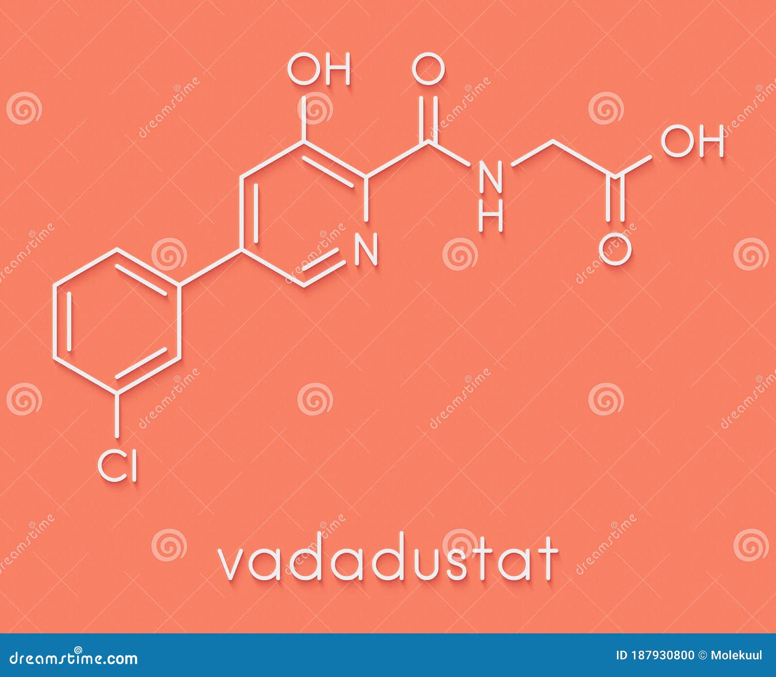 Vadadustat Drug Molecule. Skeletal Formula. Stock Illustration ...