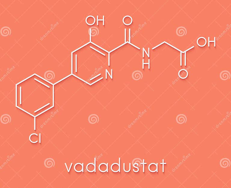Vadadustat Drug Molecule. Skeletal Formula. Stock Illustration ...