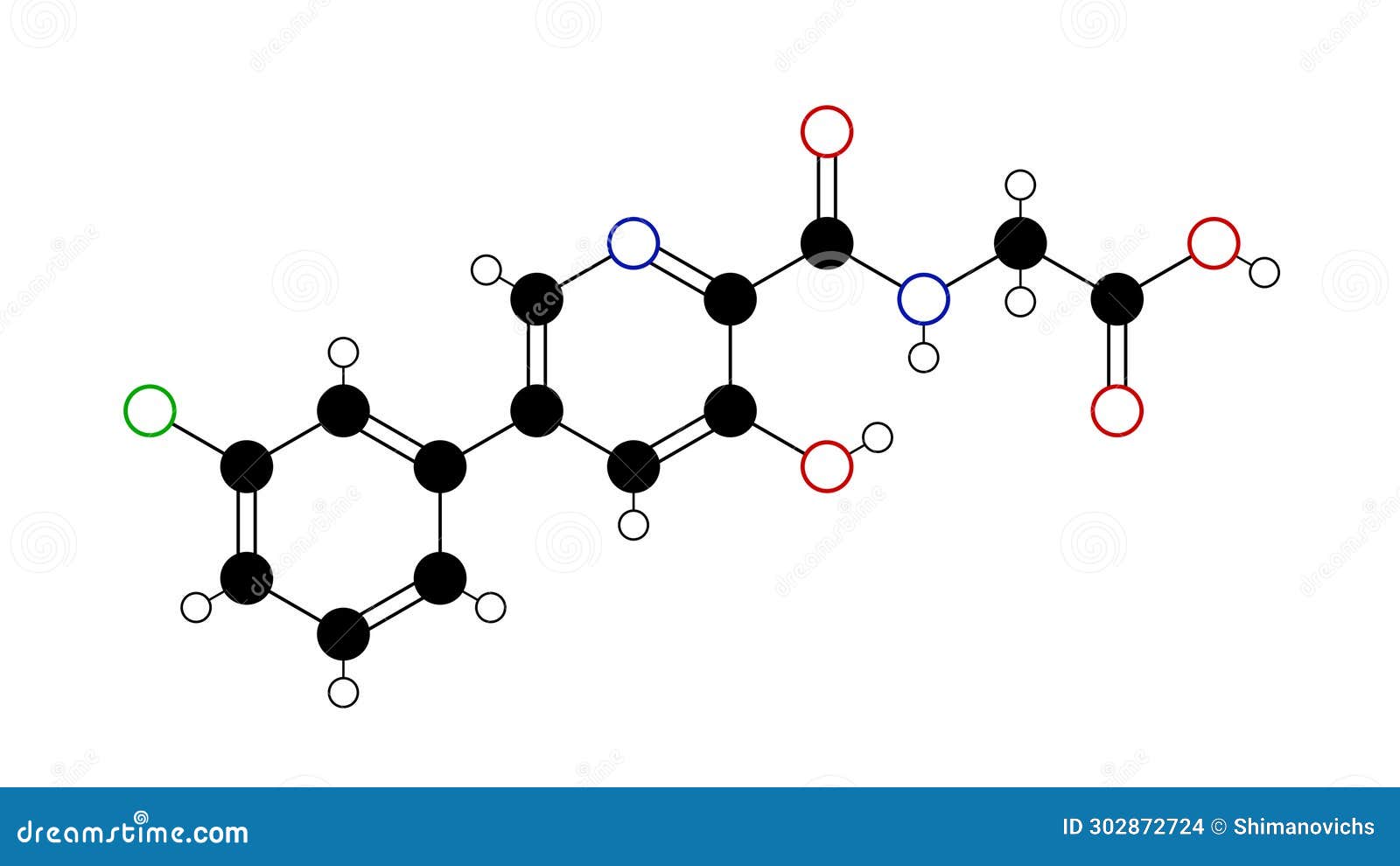 Vadadustat Molecule, Structural Chemical Formula, Ball-and-stick Model ...