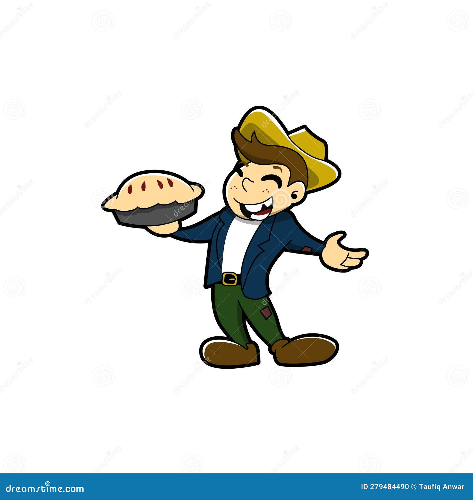 Vagabond Eating A Pie Vector Cute Illustration Design | CartoonDealer ...