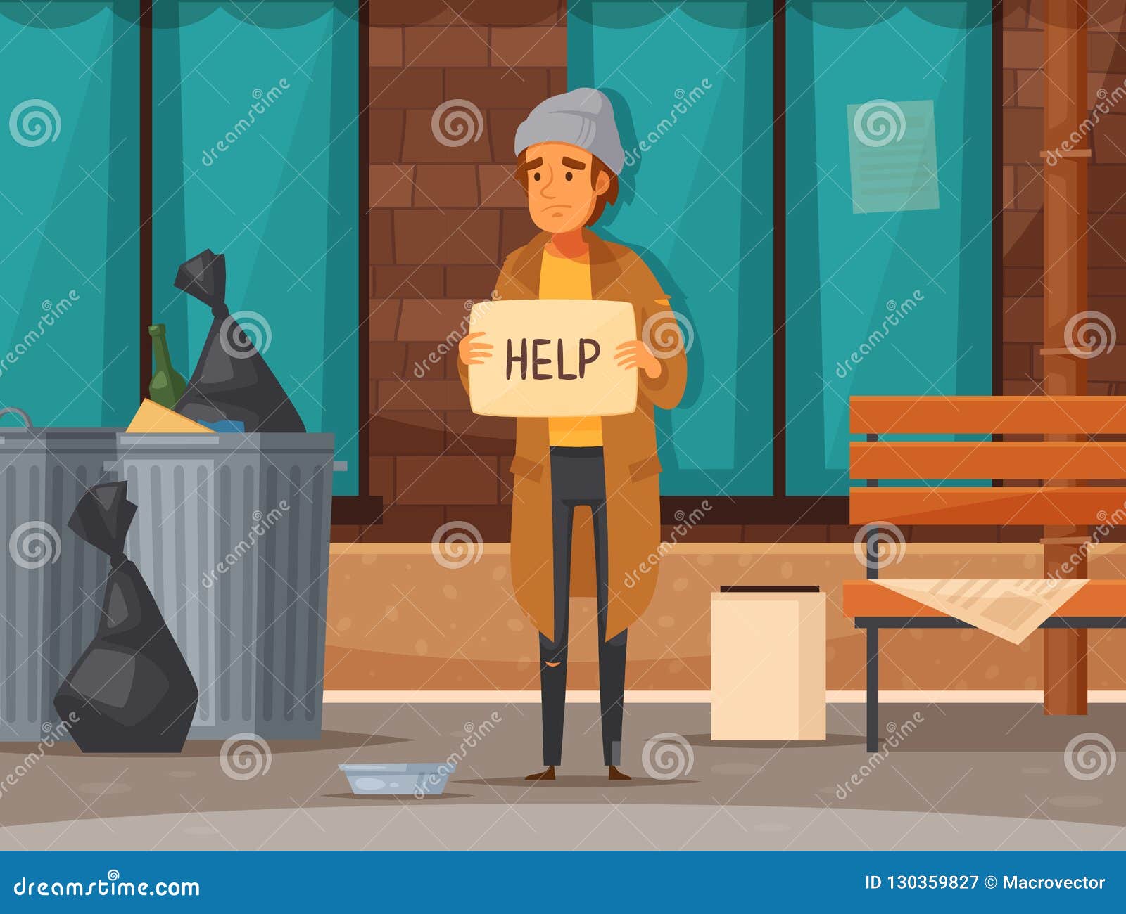 Vagabundo Plano De La Composición Ilustración del Vector - Ilustración ...