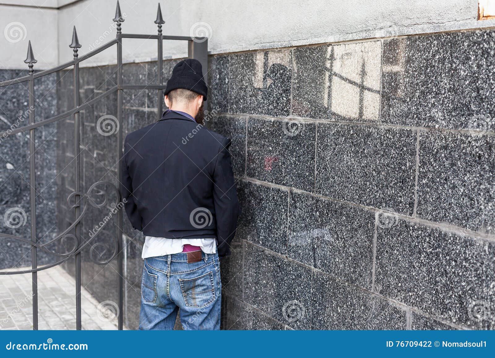 Vagrant peeing stock photo. Image of necessity, problem - 76709422
