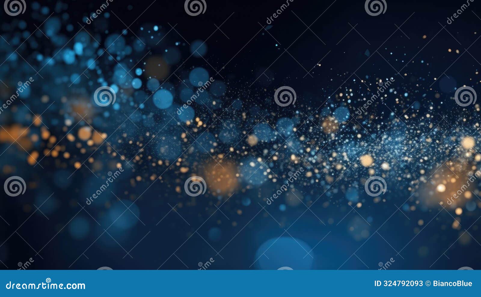 Vague Visual of Sparkling Particle Scattered in Blue and Gold ...