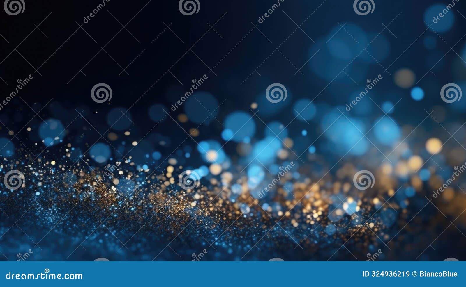 Vague Visual of Sparkling Particle Scattered in Blue and Gold ...