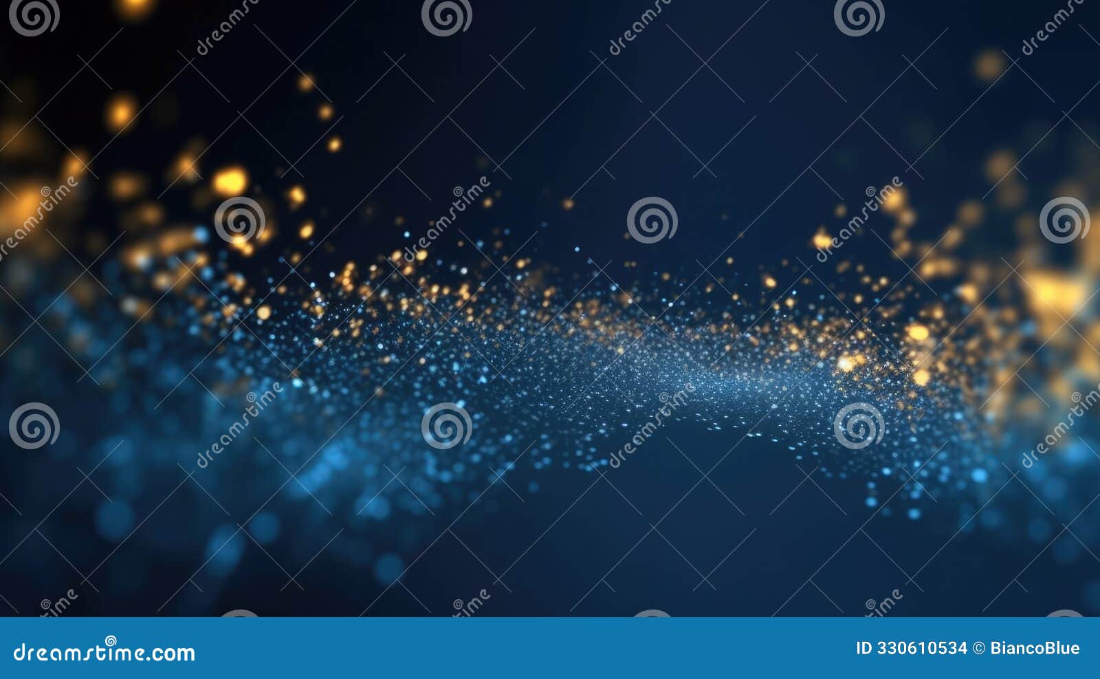 Vague Visual of Sparkling Particle Scattered in Blue and Gold ...