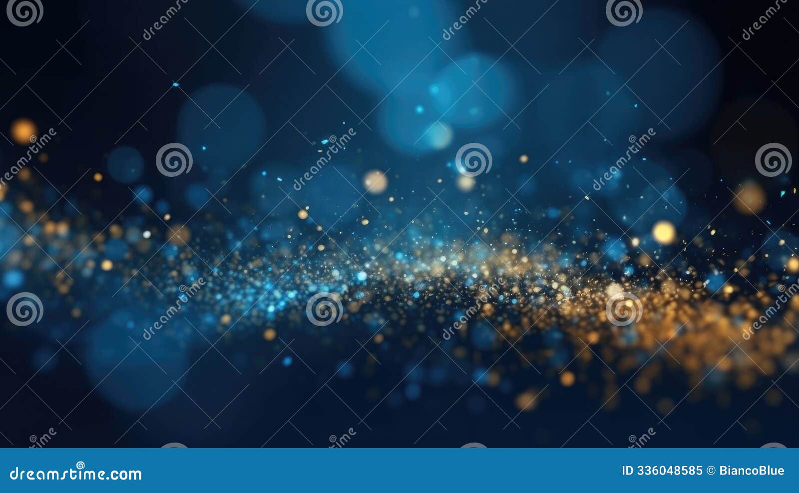 Vague Visual of Sparkling Particle Scattered in Blue and Gold ...
