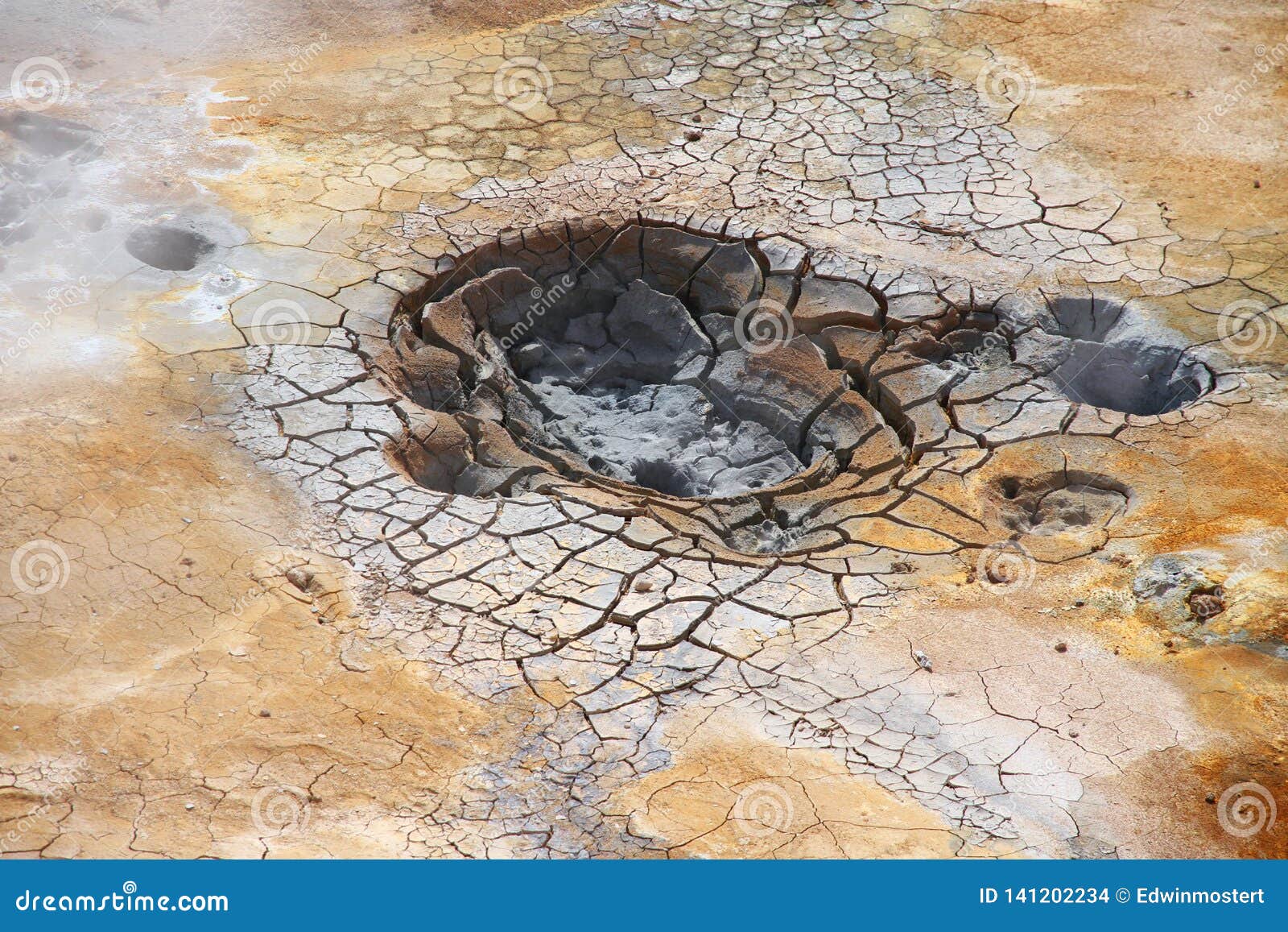 Icelandic Volcanic Mud Pool Stock Photo - Image of volcano, snow: 141202234