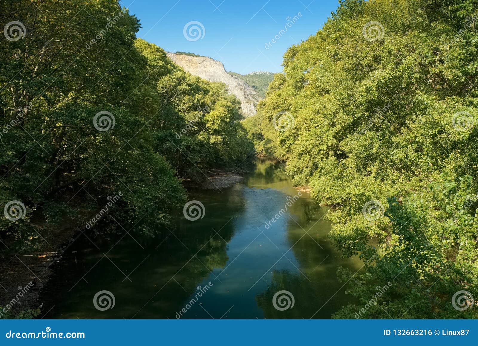 Vale of Tempe, Greece stock photo. Image of potamos - 132663216